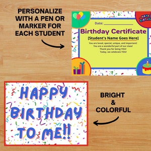 Student Birthday Gift Happy Birthday Sign and Birthday Certificate From ...
