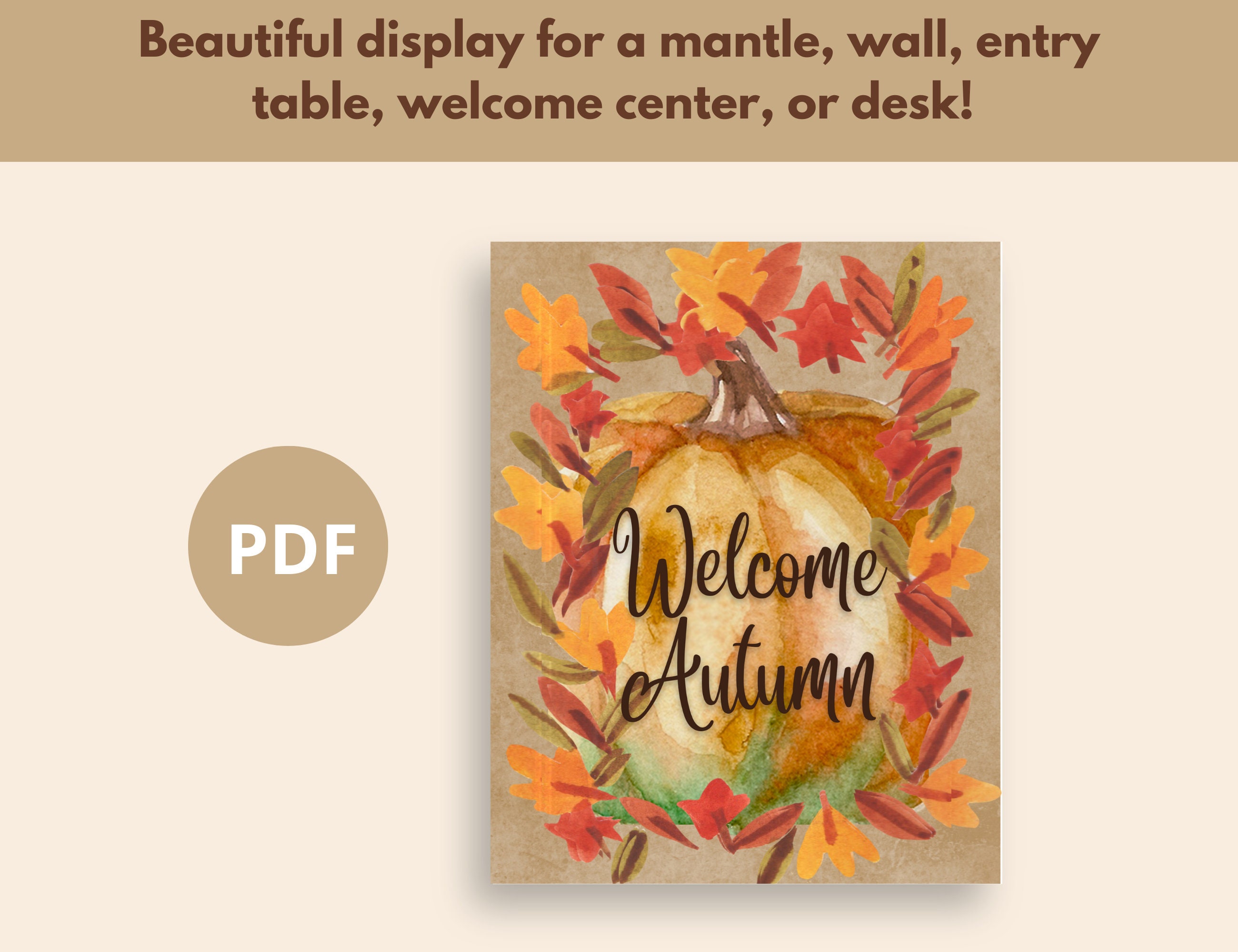 Printable Welcome Autumn Instant Download Sign. Colorful Fall Decor for ...