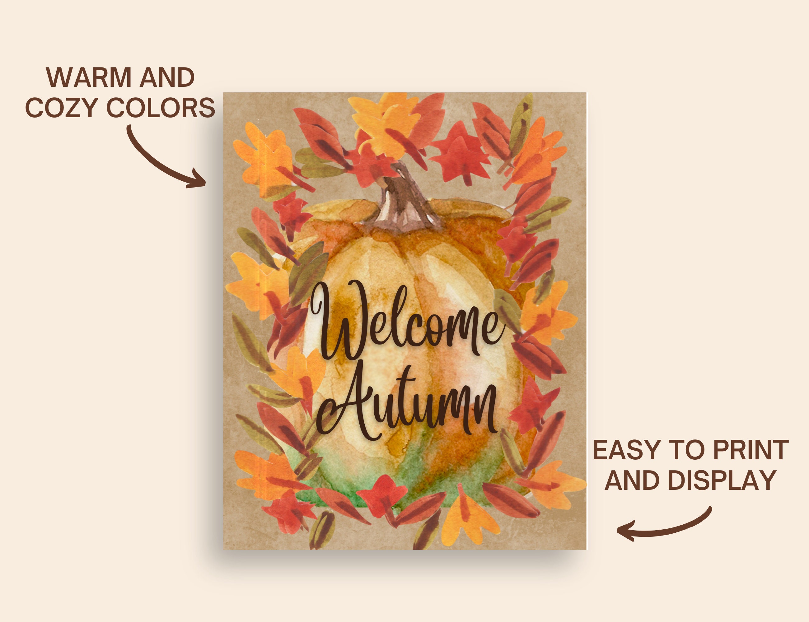 Printable Welcome Autumn Instant Download Sign. Colorful Fall Decor for ...