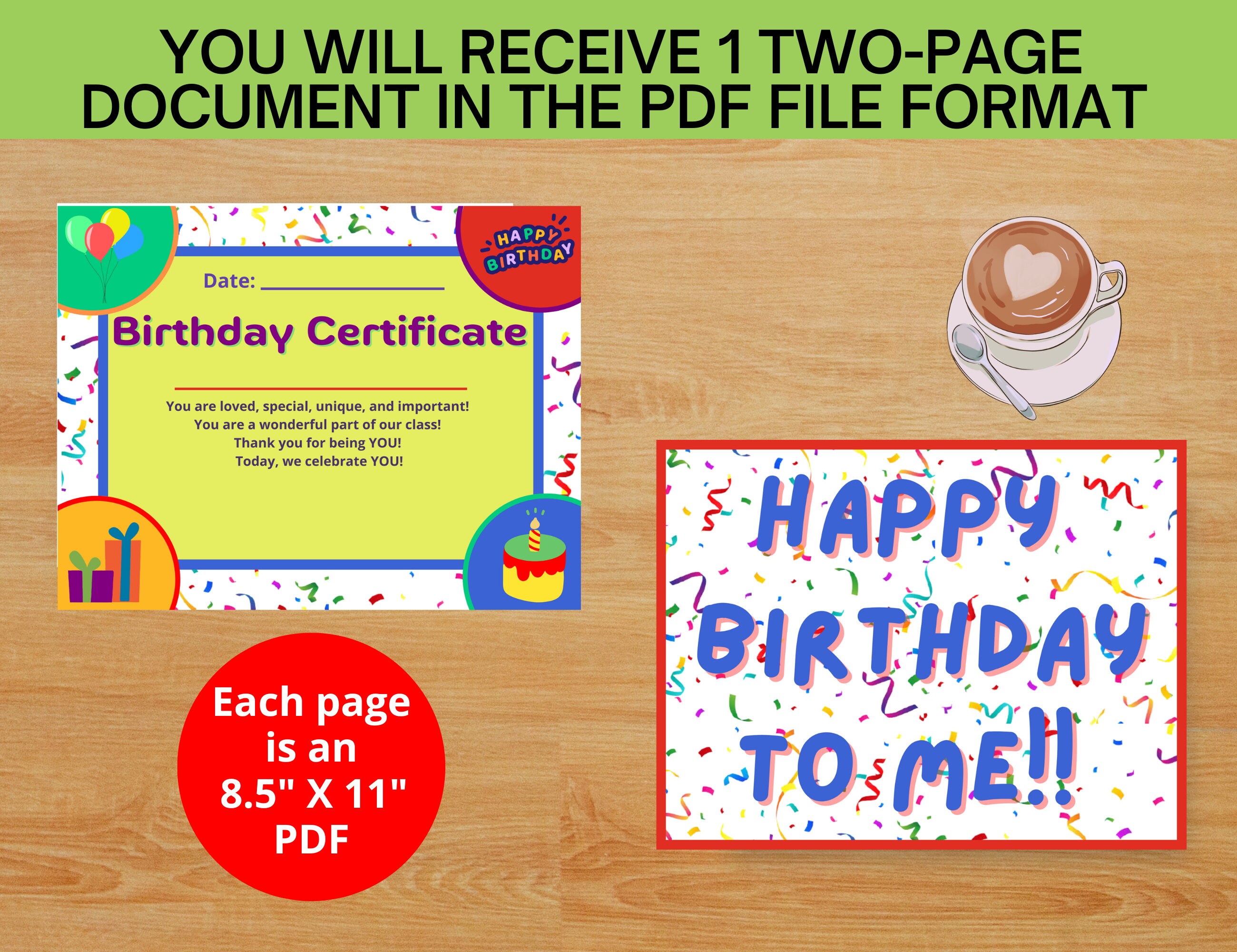 Student Birthday Gift Happy Birthday Sign and Birthday Certificate From ...