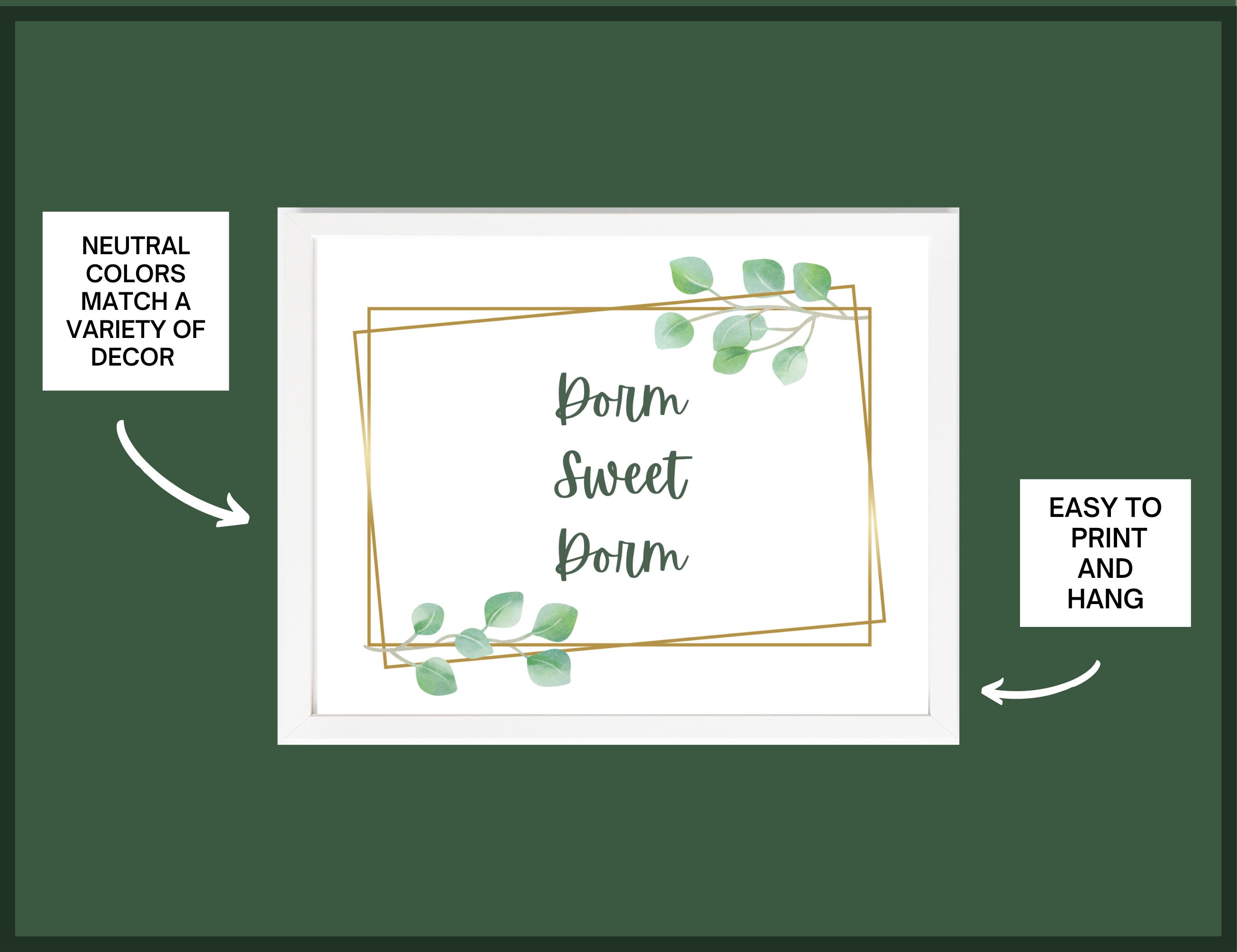 PRINTABLE Dorm Sweet Dorm (horizontal Dorm Sign) - College University ...