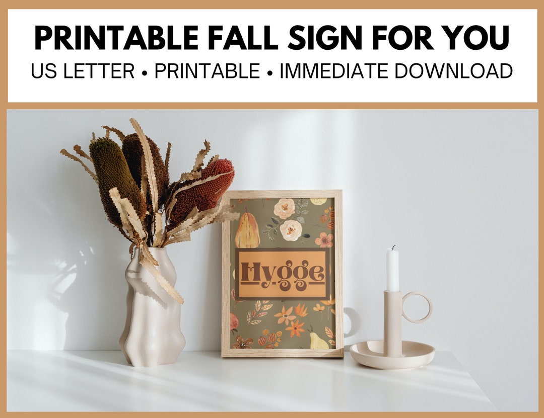 Printable Fall Hygge Cozy Sign Downloadable Autumn Decor - Etsy
