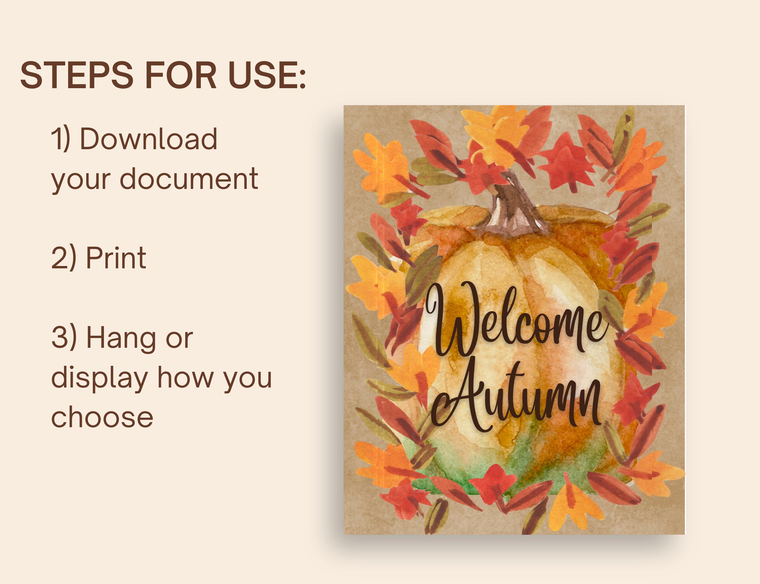 Printable Welcome Autumn Instant Download Sign. Colorful Fall Decor for ...