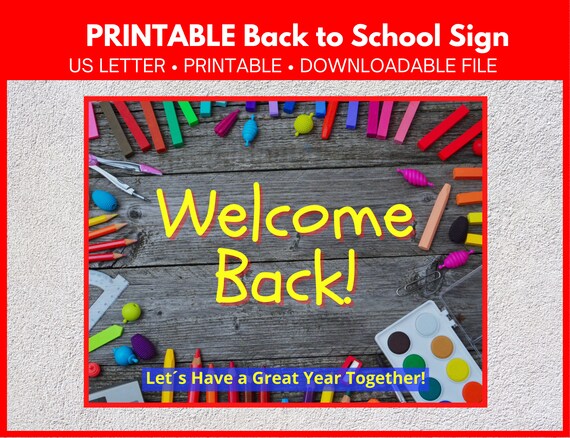 PRINTABLE Back to School Sign for Office Classroom or Dorm/ - Etsy