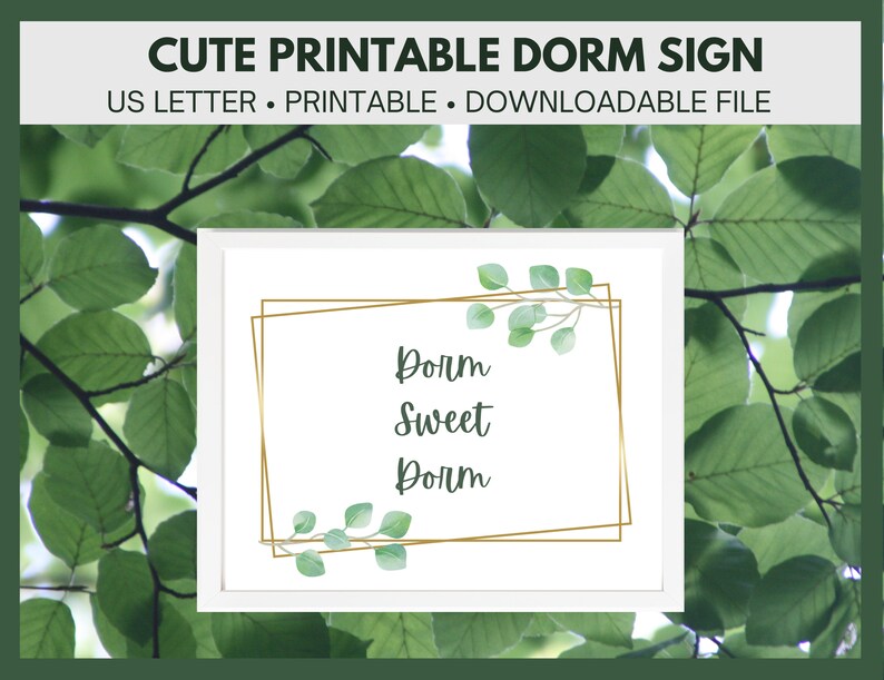 PRINTABLE Dorm Sweet Dorm horizontal Dorm Sign College - Etsy