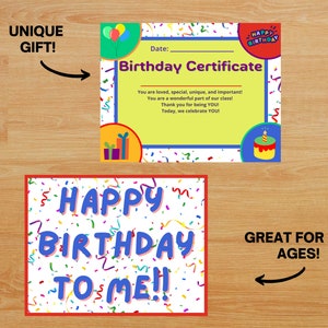 Student Birthday Gift Happy Birthday Sign and Birthday Certificate From ...