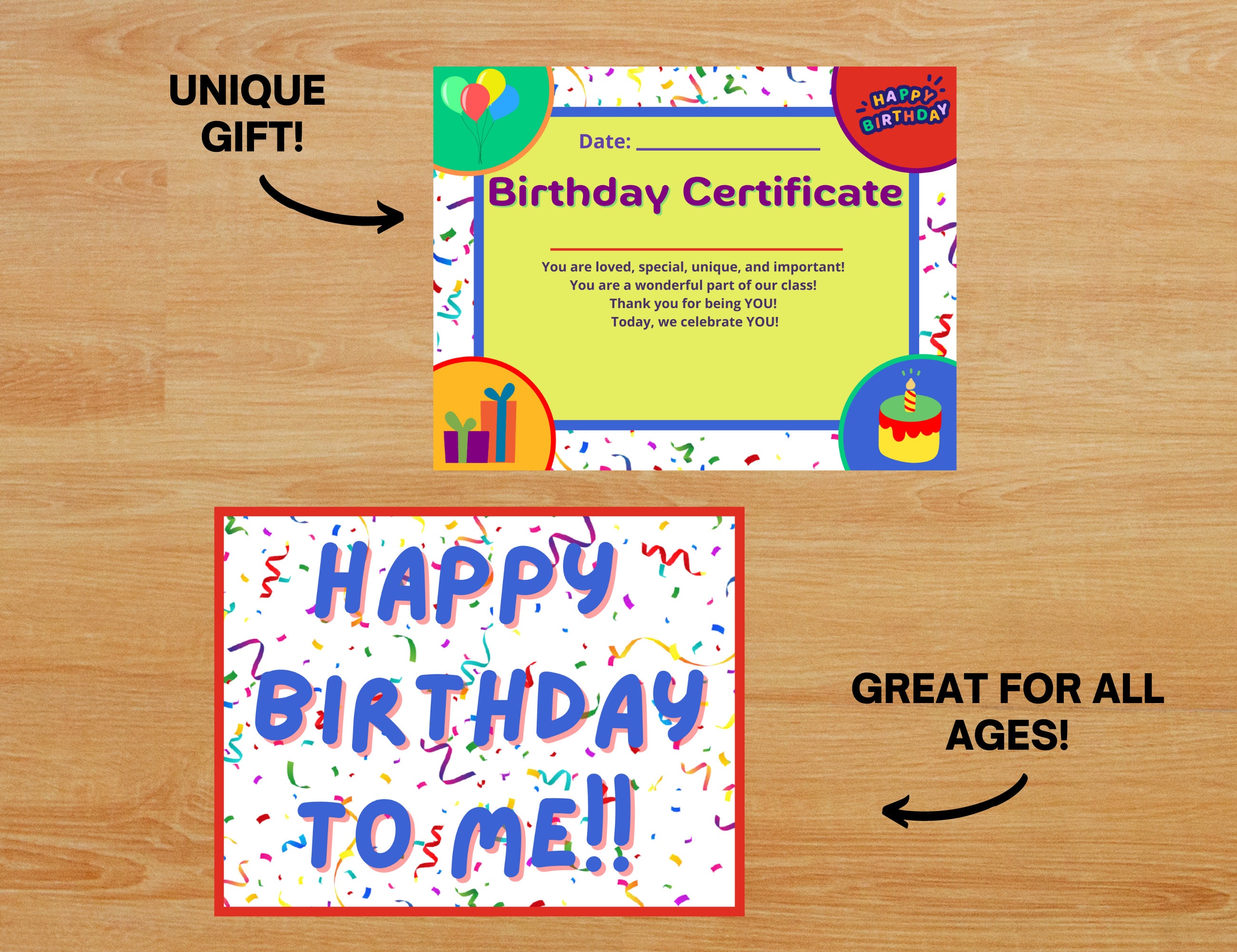 Student Birthday Gift Happy Birthday Sign and Birthday Certificate From ...