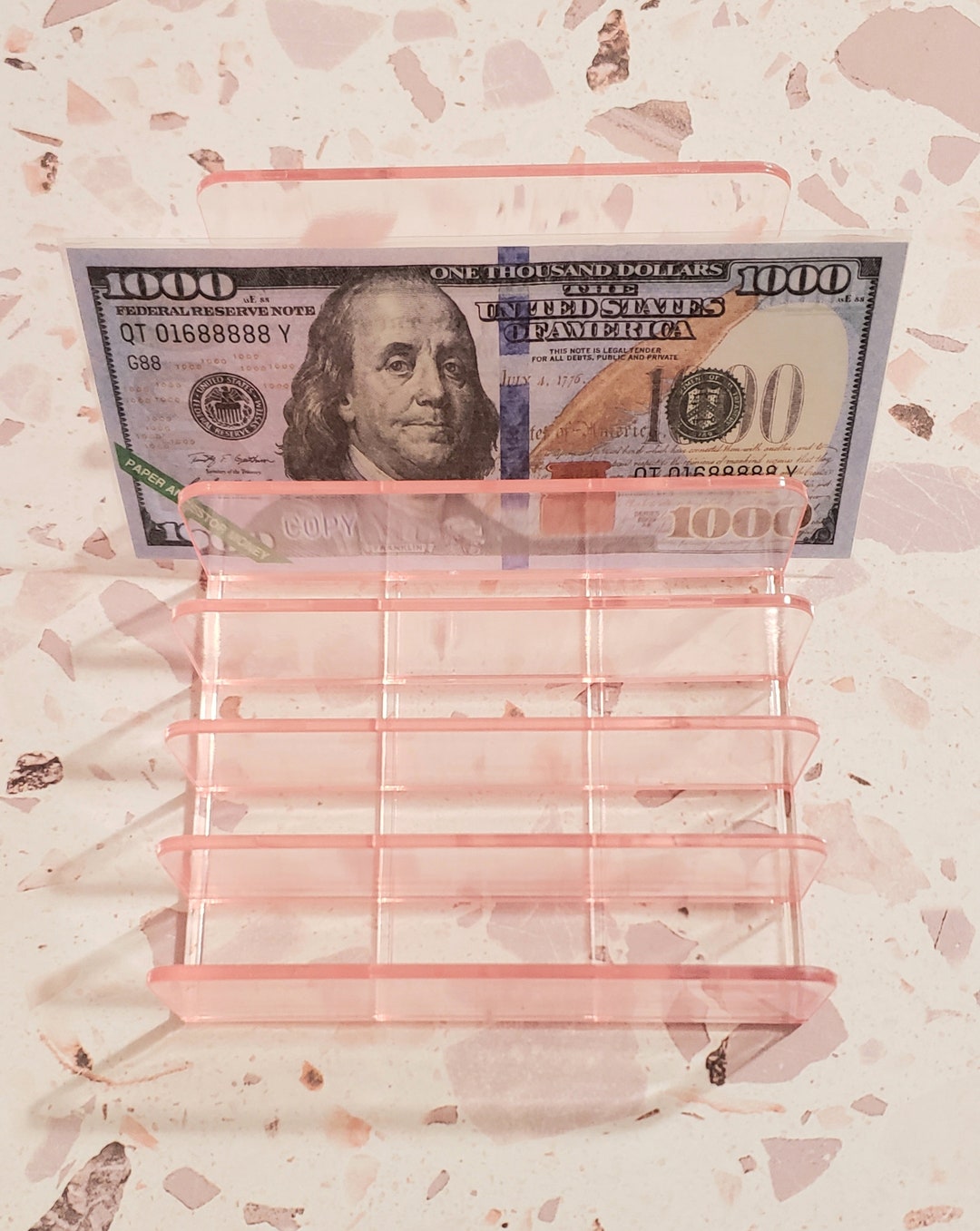 Pink Cash Tray Organizer Acrylic Cash Money Holder Cash Envelope ...