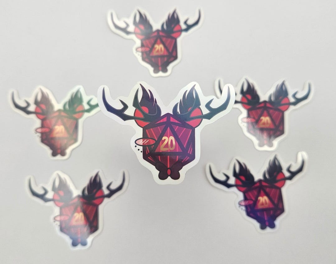 Alastor Dice Dnd Sticker, Holographic, D20, HH, Dice, Radio Demon ...