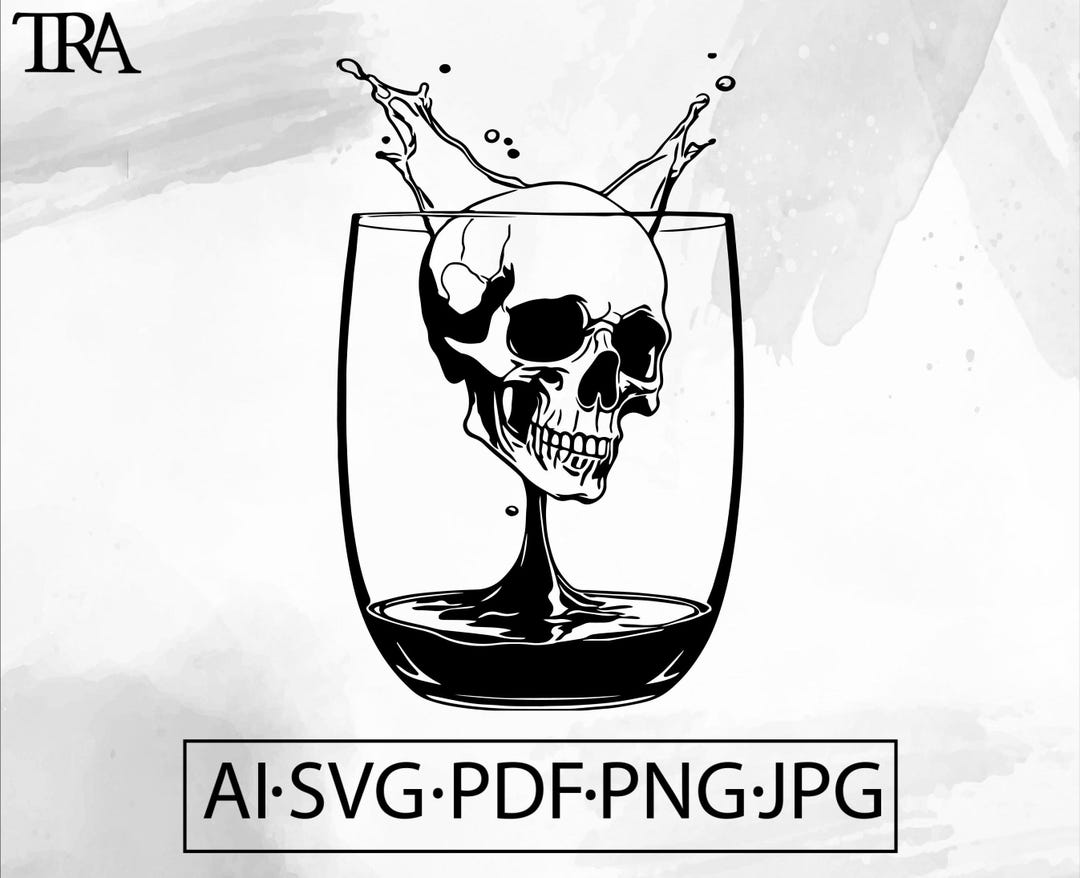 Skull Whiskey Glass SVG: Goth Cocktail Skeleton (digital Download) - Etsy