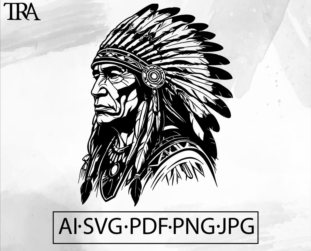American Indian Chief SVG American Indian Warrior Native Boho Headdress ...