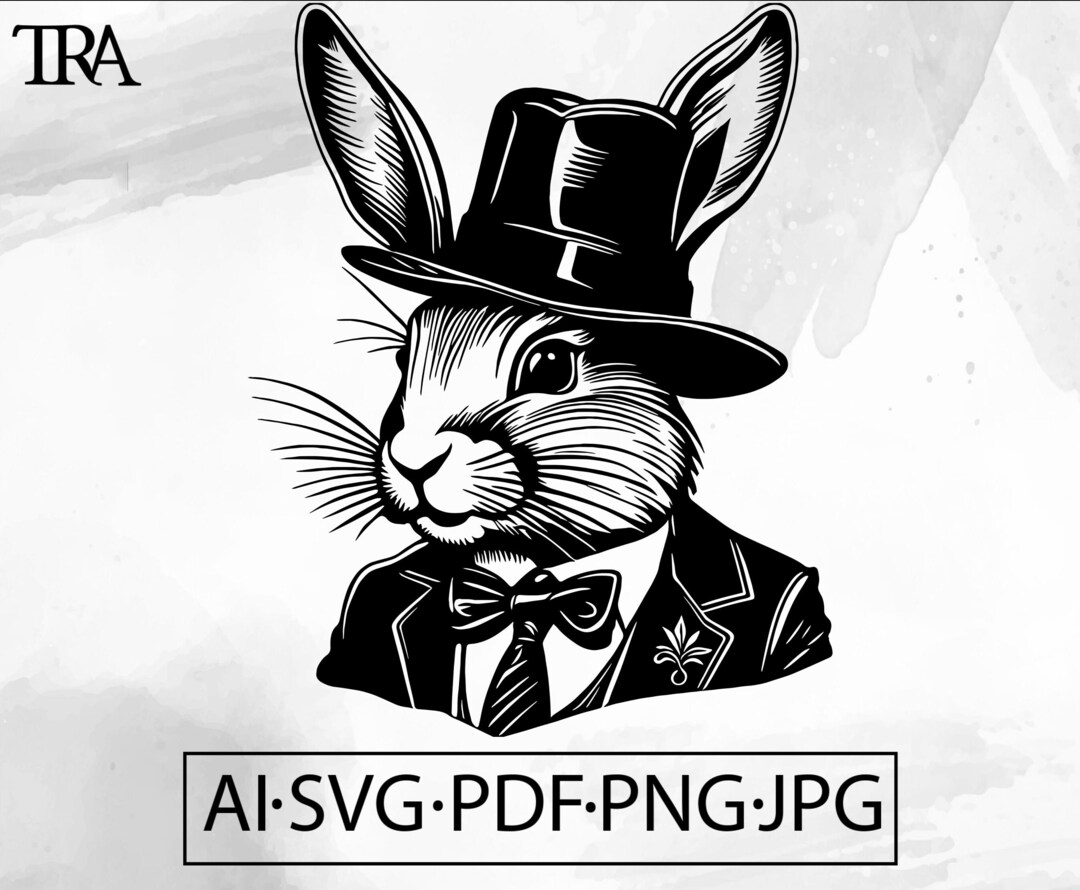 Gentelman Rabbit SVG Bunny Tuxedo Gangster Animal Silhouette T Shirt ...
