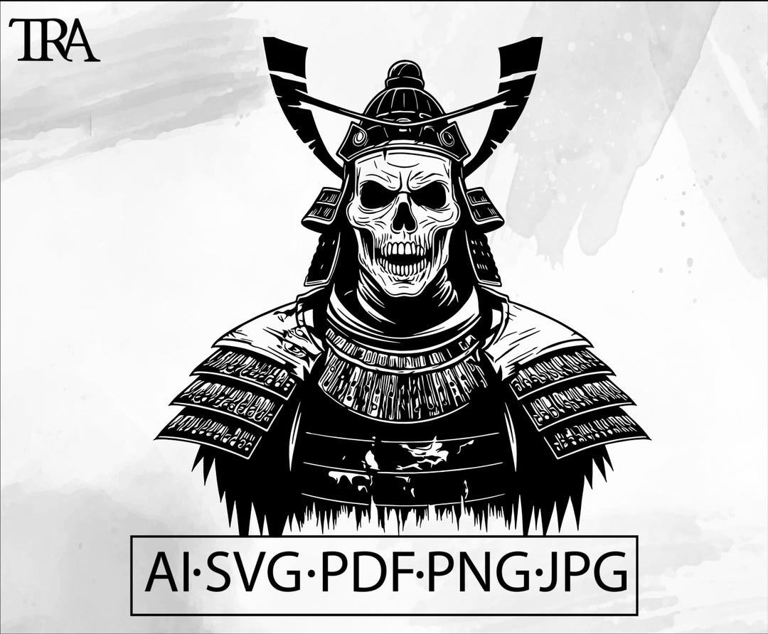 Samurai Warrior Skull SVG Demon Samurai Japanese Warrior Skeleton Oni ...
