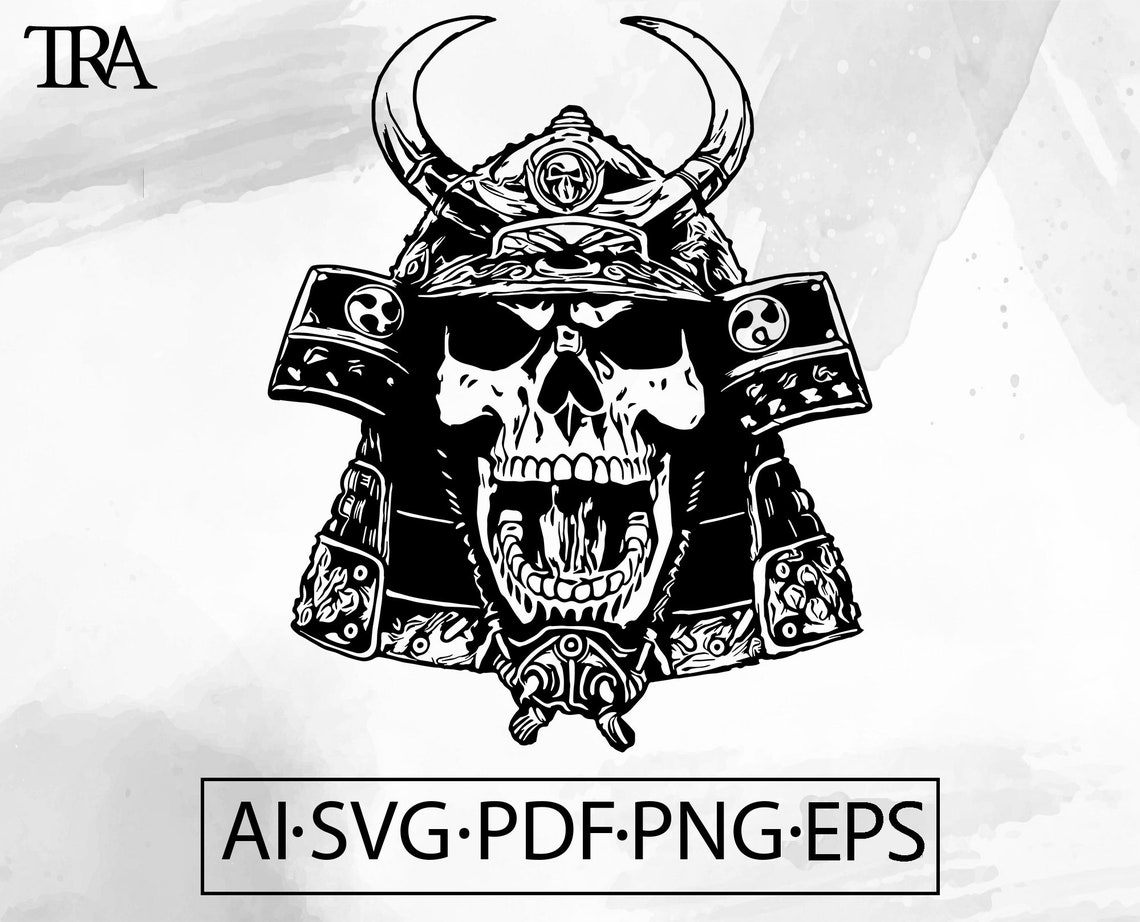 Samurai Warrior Skull SVG Japanese Tattoo Oni Mask Asian Art Hannya ...