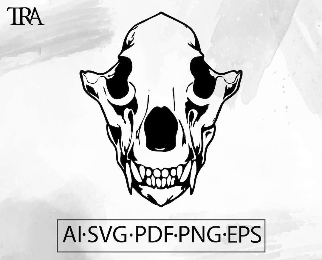 Wolf Skull SVG Flash Tattoo Goth Mystical Horror Gothic Animal Skull Skeleton - Instant Digital ...