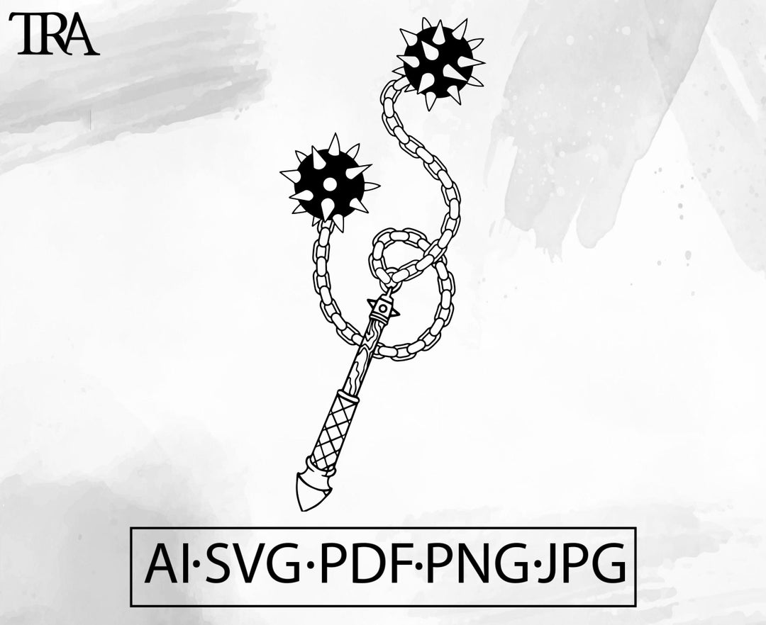 Mace Weapon SVG Flail Flash Tattoo Medieval Weapon Mystical Goth Witchy ...