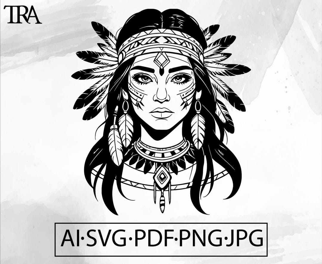 Native American Woman SVG American Indian Boho Western Tribal -instant ...
