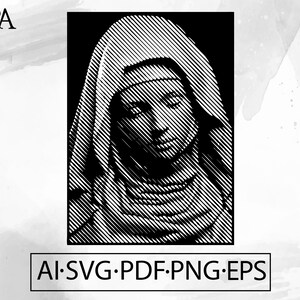 Nun Statue Linework Tattoo SVG Flash Tattoo Gothic Goth - Etsy