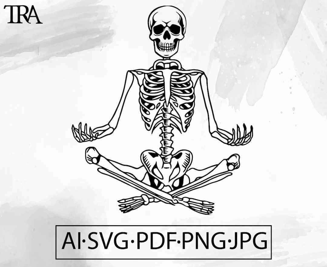 Meditating Skeleton SVG Yoga Skull Flash Tattoo Goth Mystical Horror ...