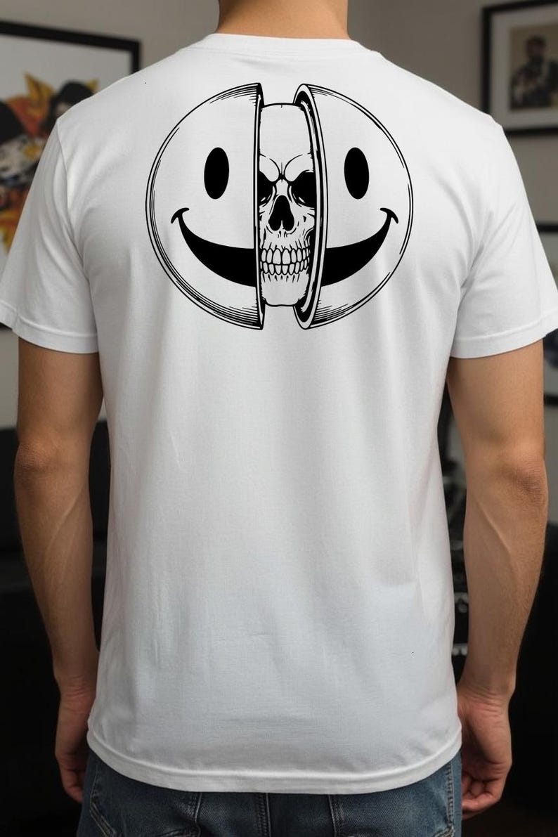 Trippy Smiley Skull SVG: Goth Tattoo Design (digital Download - Etsy