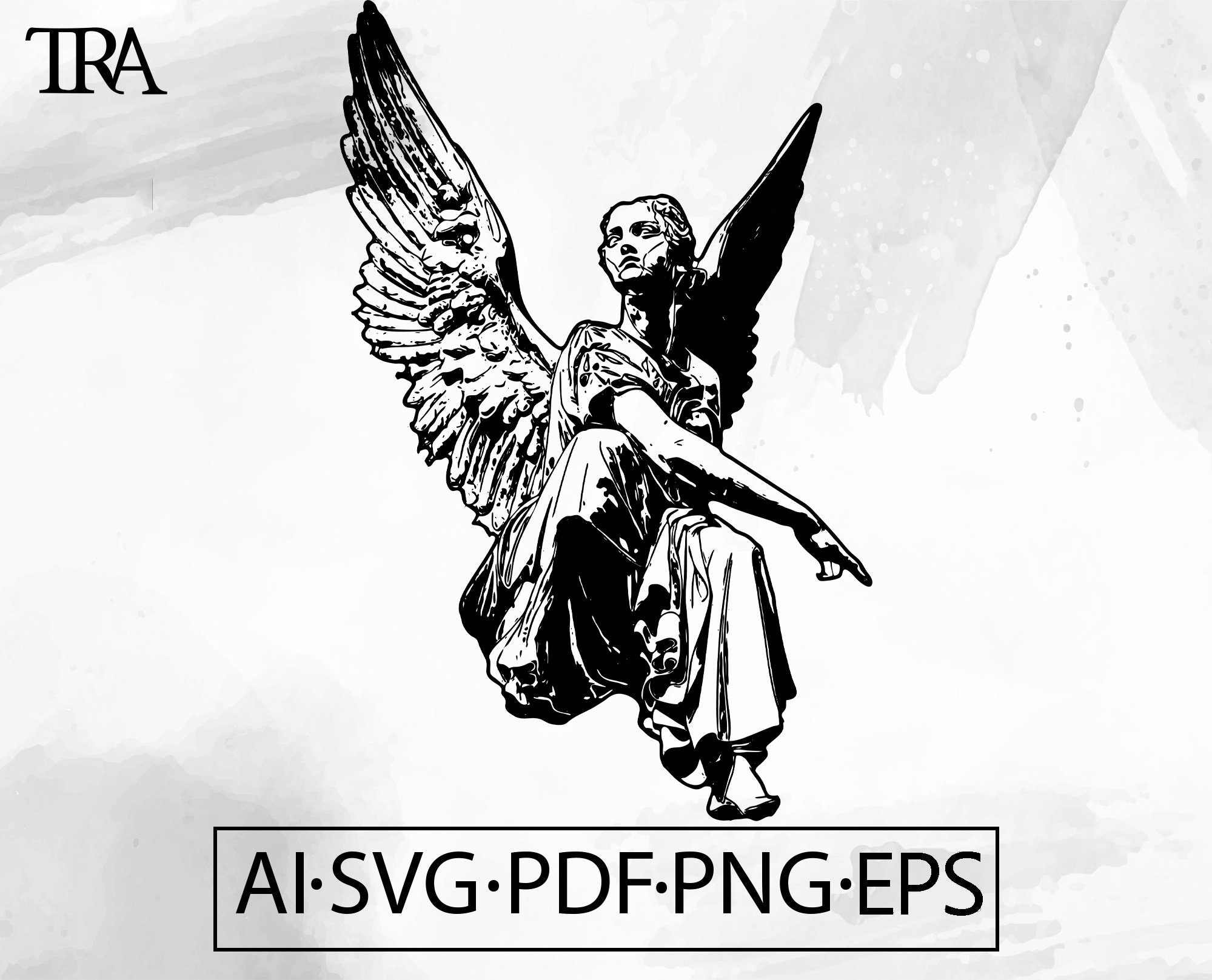 Angel Tattoo SVG Gothic Ink Dark Statue Flash Tattoo Goth - Instant ...