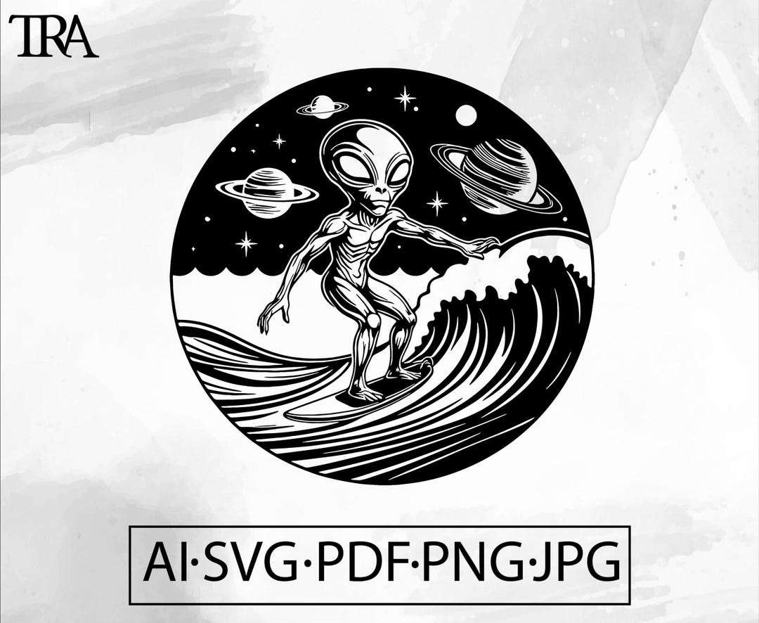 Alien Surfer SVG: Galaxy Sci-fi Design (digital Download) - Etsy