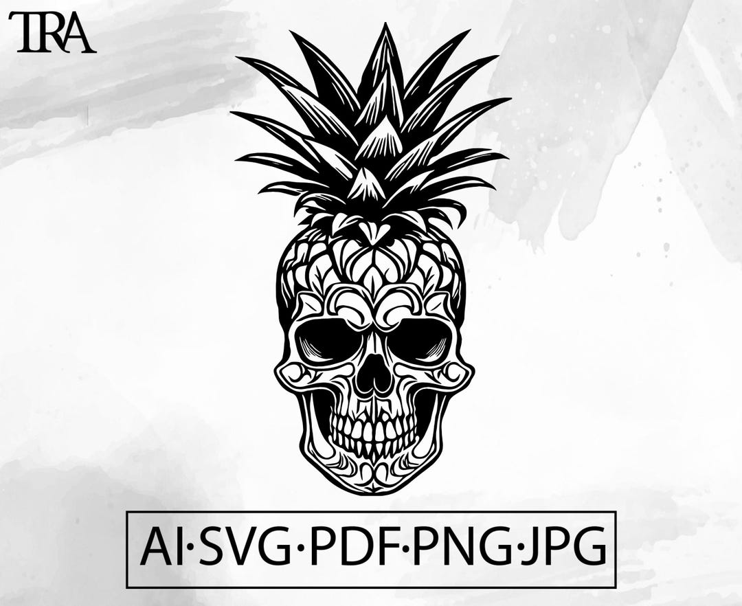 Skull Pineapple Tattoo Design: Gothic Skeleton SVG (digital Download ...