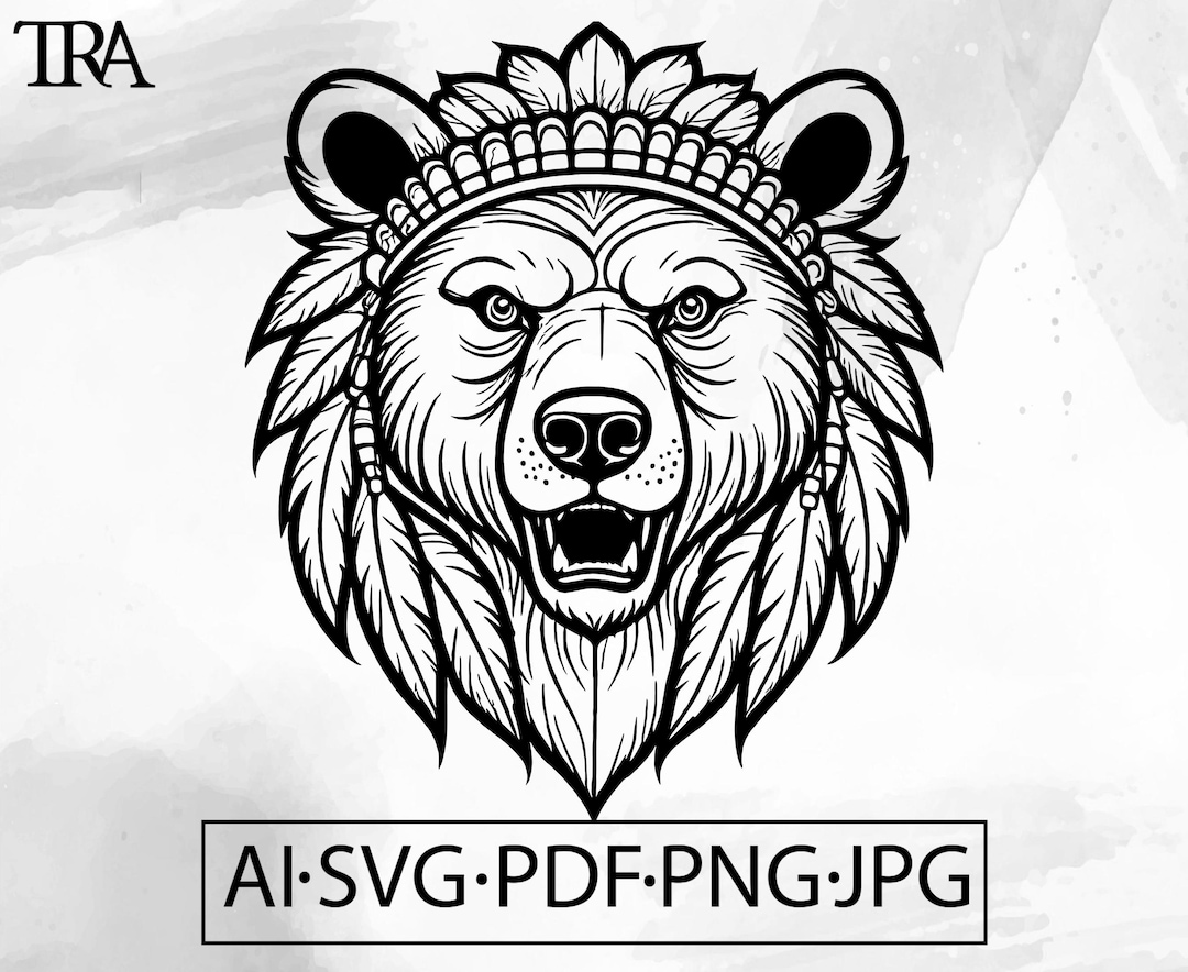 Bear Chief SVG Native American Warrior Indian Chief Headdress Boho ...