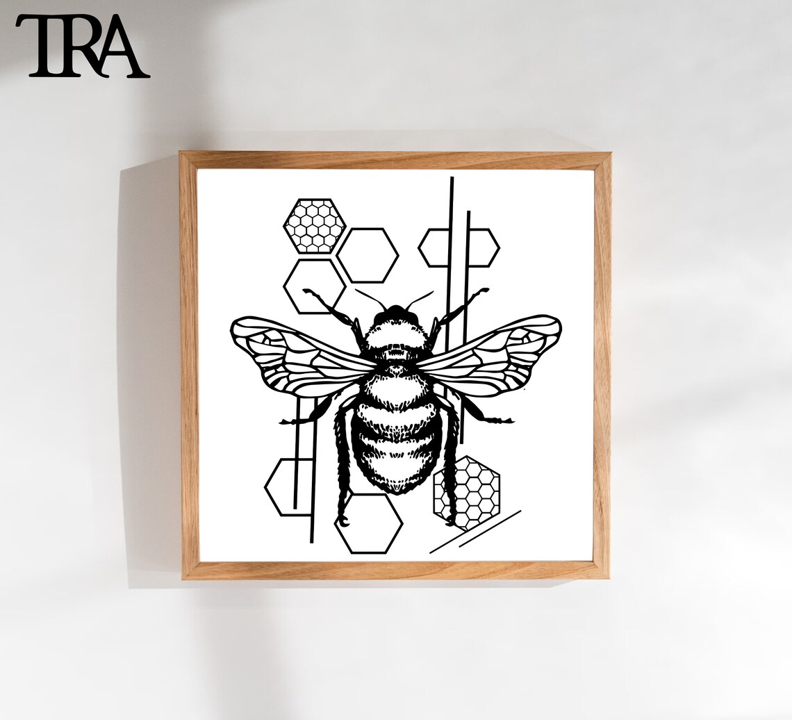 Bee Geometric SVG Bumble Honeycomb Boho Goth Tattoo Queen Bee Crown ...