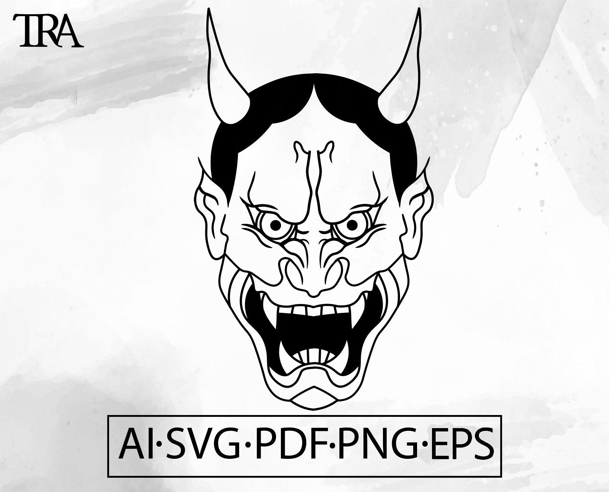 Oni Mask SVG Samurai Hannya Demon Japanese Warrior Mask Asian Art ...