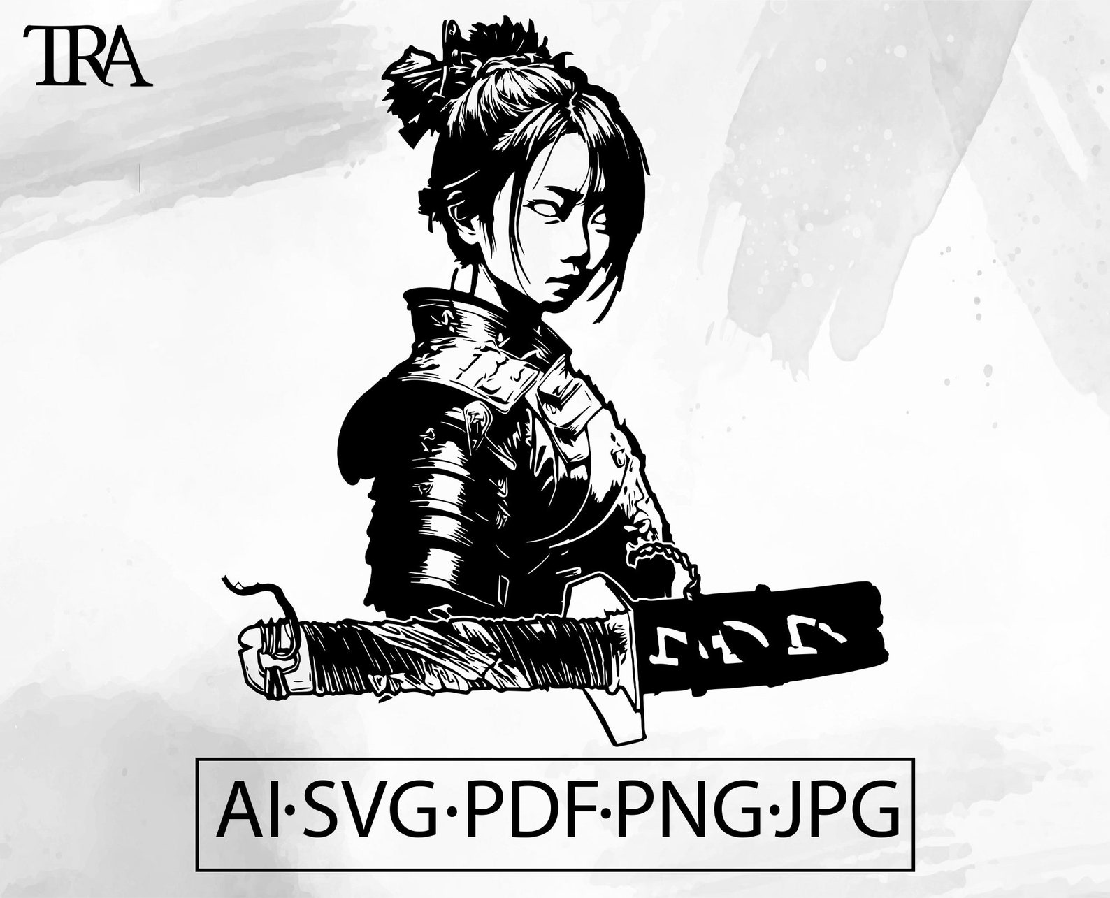 Samurai Woman Katana SVG Hannya Demon Japanese Warrior Oni Asian Art ...