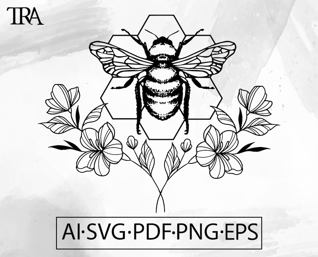 Bee Geometric Floral SVG Gothic Bumble Honeycomb Boho Queen Bee Crown ...