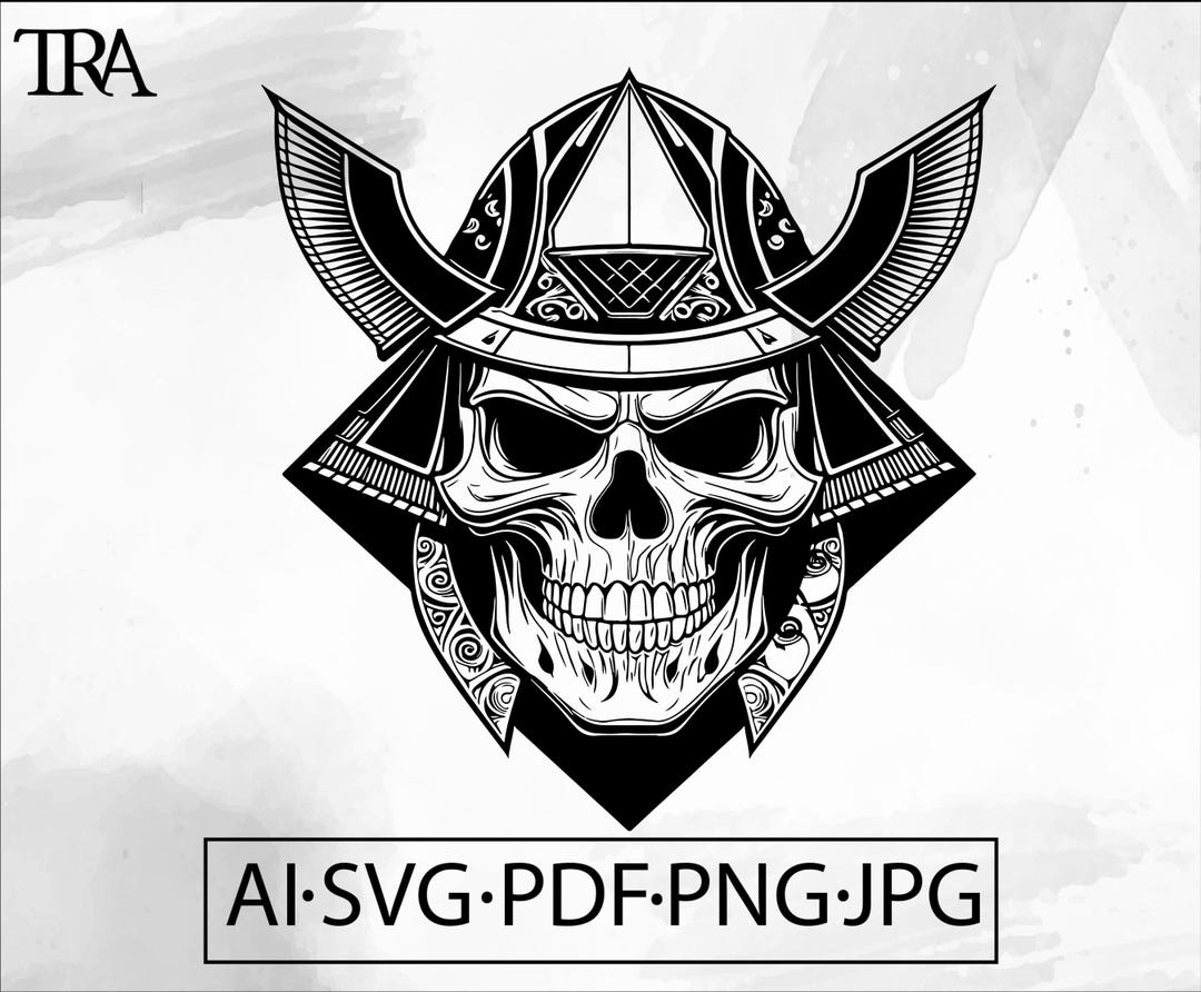 Samurai Skull Tattoo SVG Japanese Samurai Warrior Demon Skeleton Oni ...