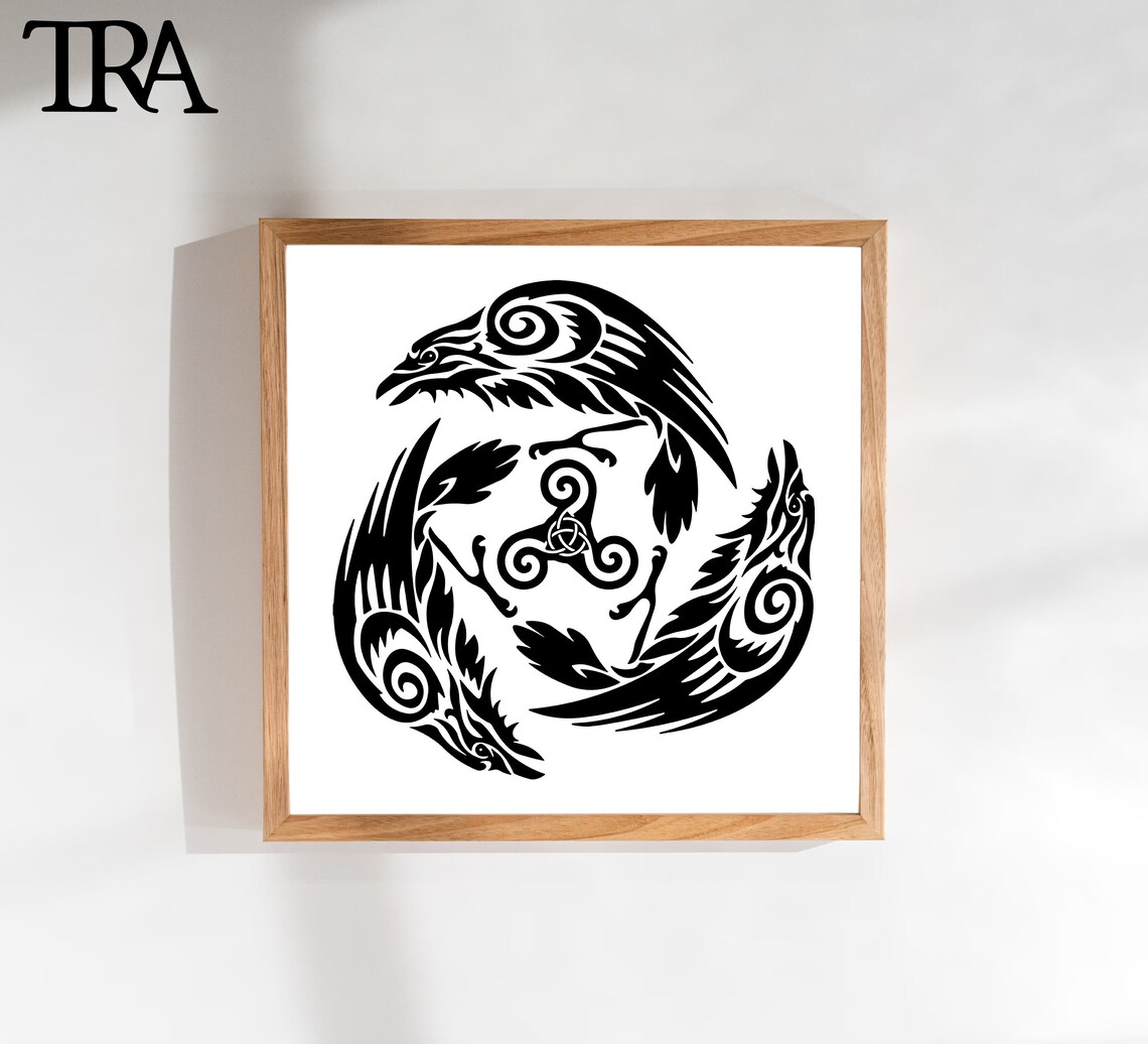 Raven Celtic Triskelion SVG: Viking Norse Valknut Knotwork (digital ...