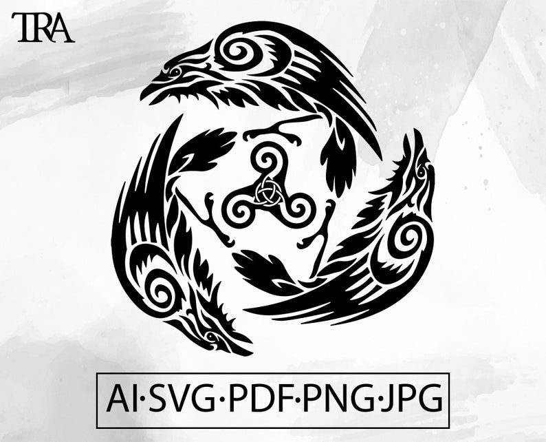 Raven Celtic Triskelion SVG Viking Crow Nordic Norse Mythology Valknut ...