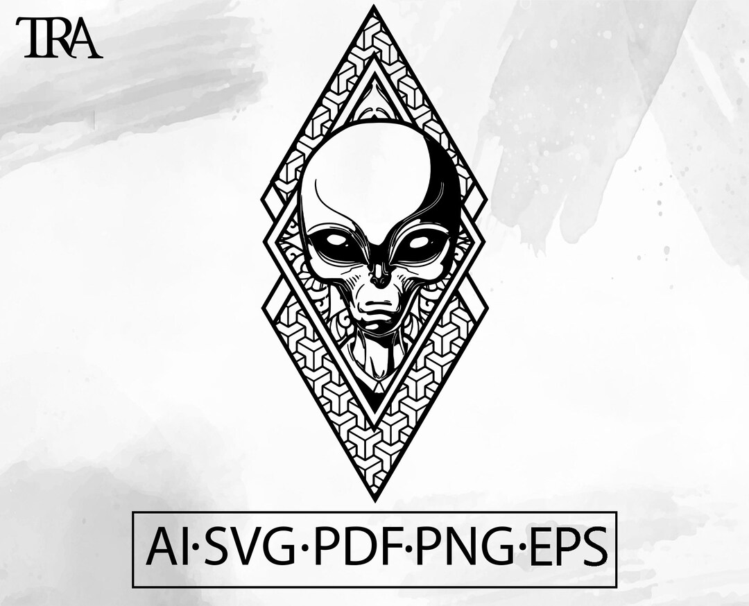 Alien SVG Tattoo Mystical UFO Space Spaceship Outerspace Galaxy ...