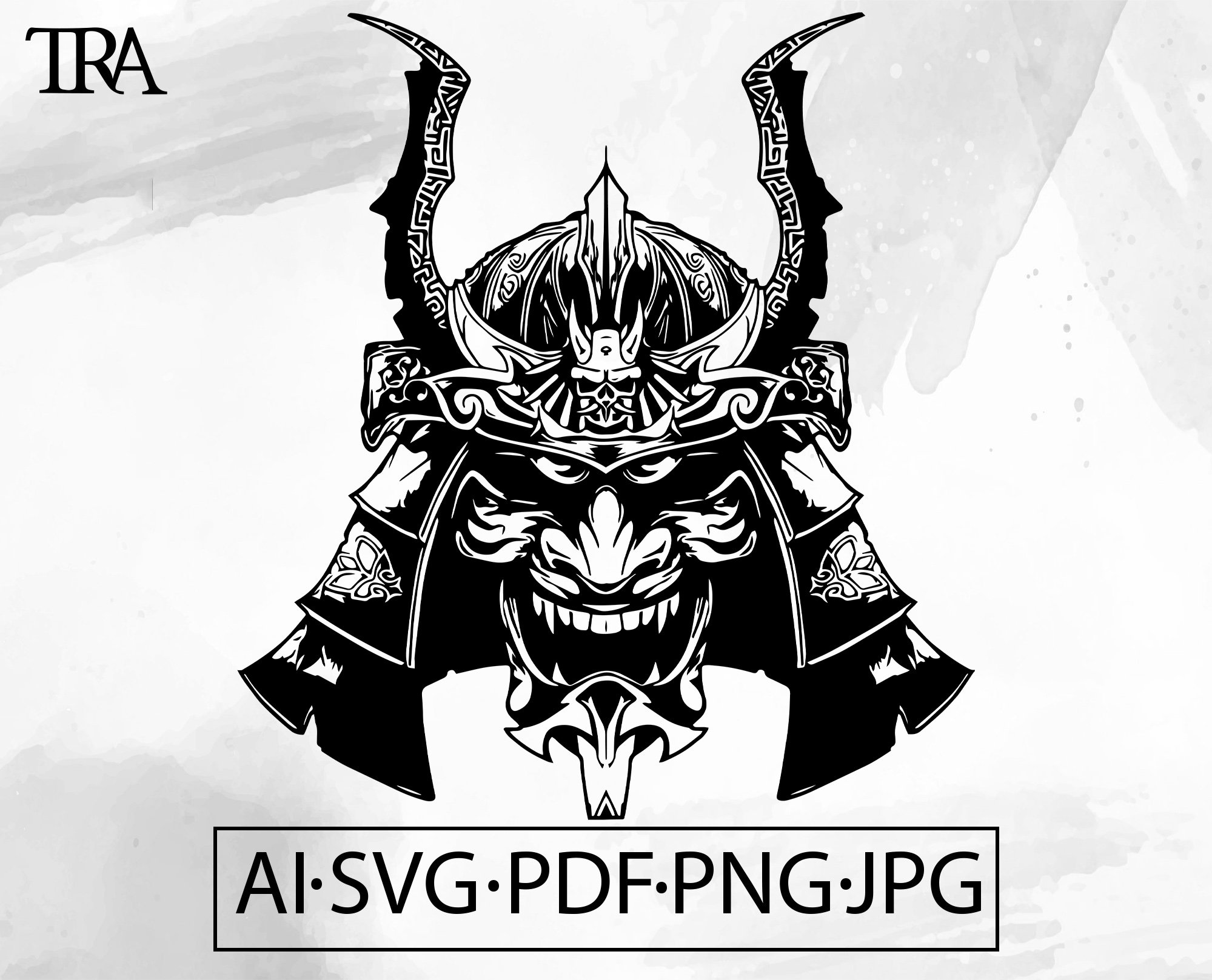 Hannya Samurai Helmet SVG Demon Japanese Warrior Oni Mask Asian Art ...
