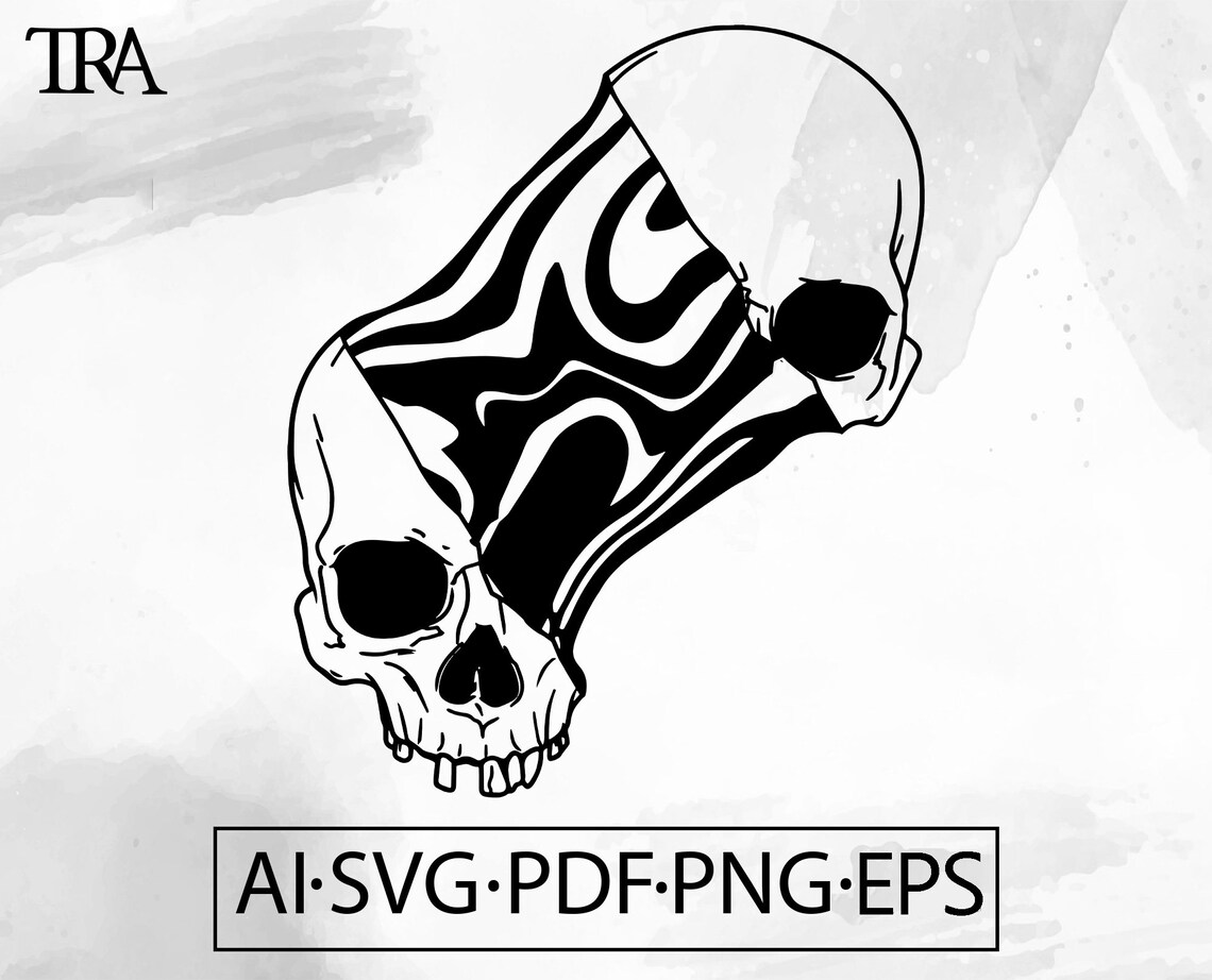 Trippy Splited Skull SVG Flash Tattoo Goth Mystical Horror Gothic ...