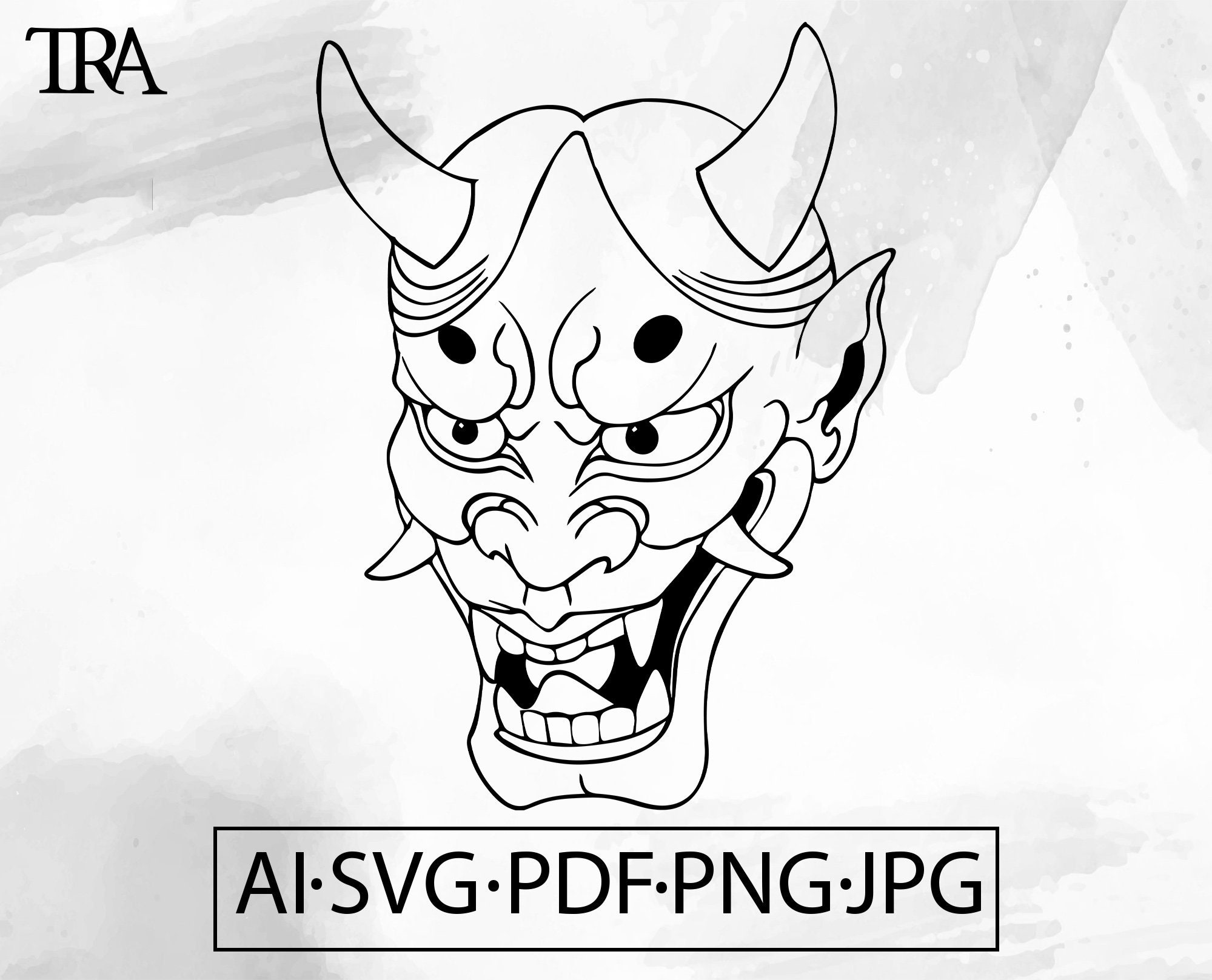Hannya Demon Mask Oni SVG Japanese Samurai Warrior Mask Asian Art ...