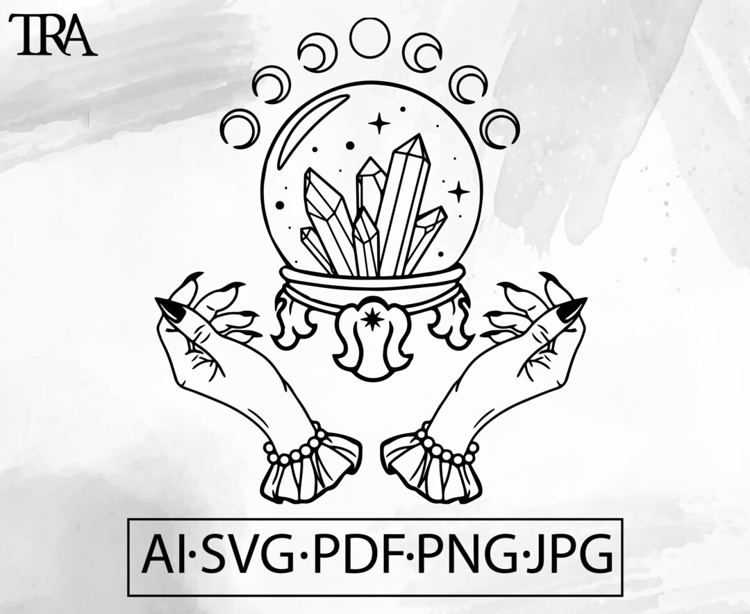 Crystal Ball SVG Witch Hands Mystical Magic Celestial Witchy Witchcraft ...