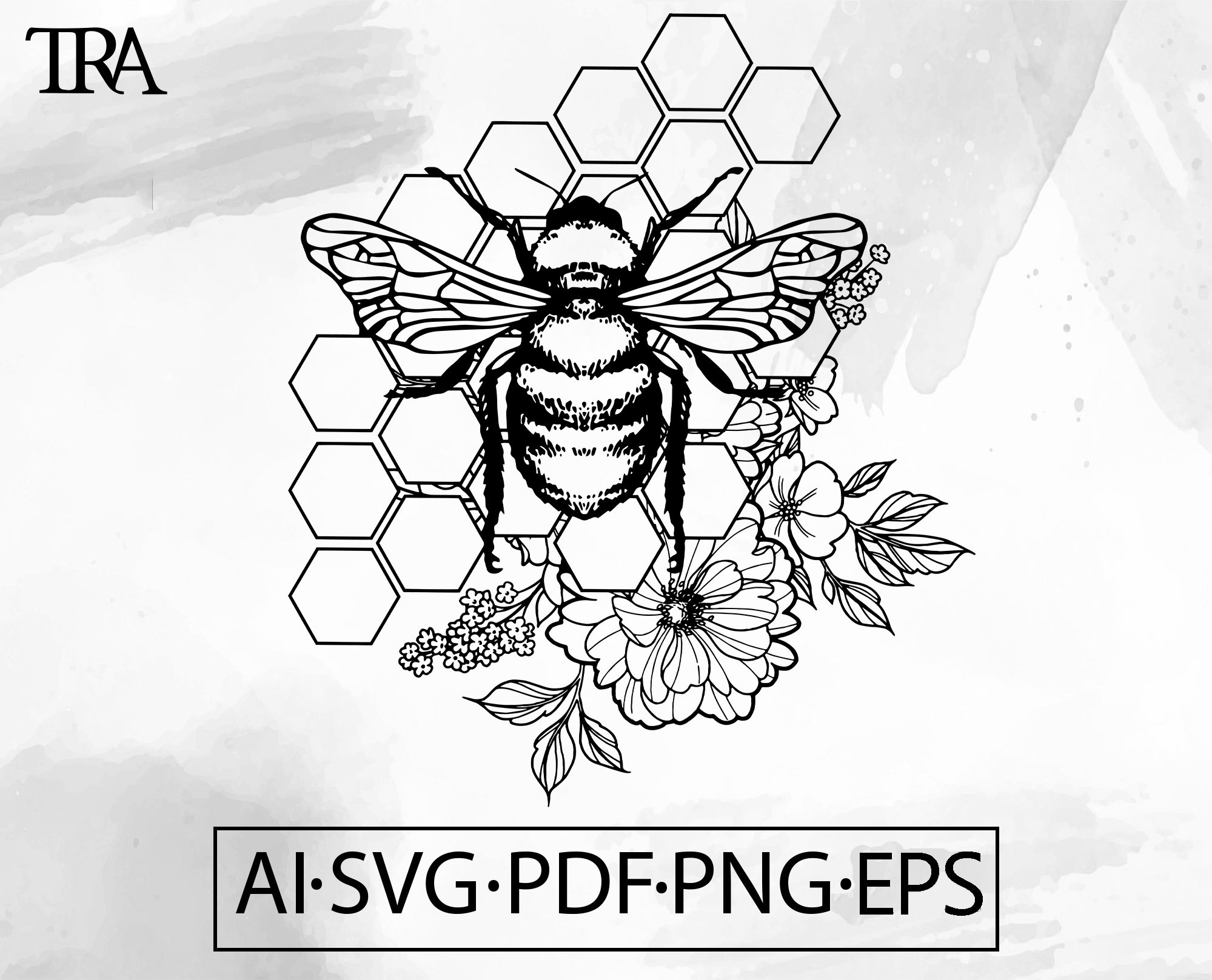 Queen Bee Honeycomb Floral SVG: Boho Tattoo Design (digital Download ...