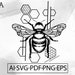 Bee Geometric SVG Bumble Honeycomb Boho Goth Tattoo Queen Bee Crown ...