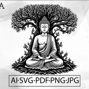 Buddha Tree of Life SVG: Meditating Yoga Design (digital Download) - Etsy