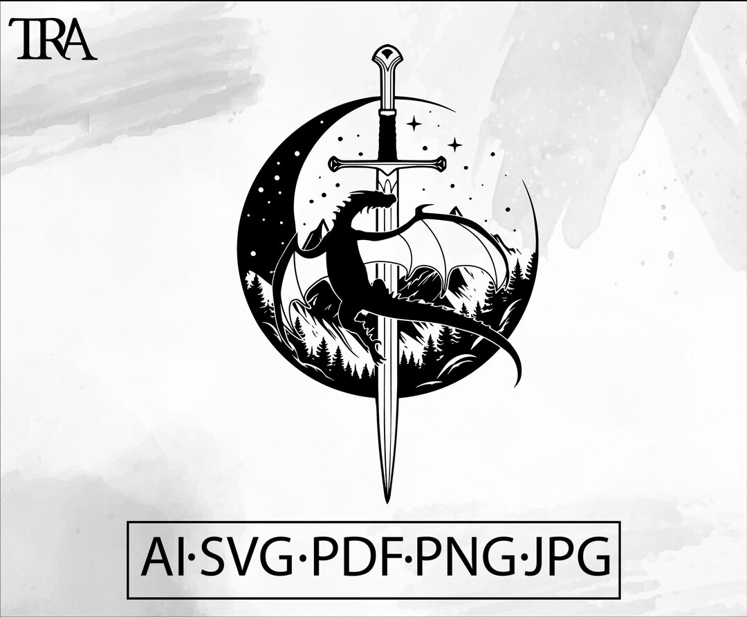 Narsil Sword With Mountain Dragon SVG Lord of the Ring Celestial ...