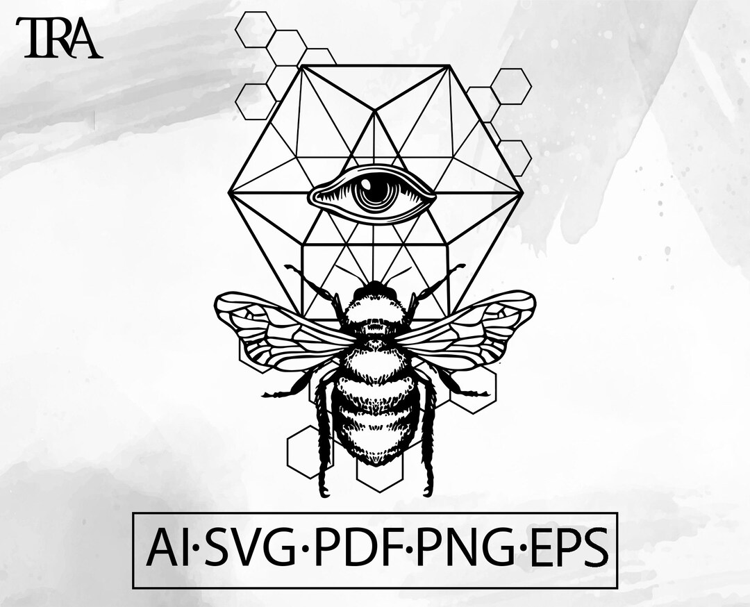 Bee & Eye Geometric Tattoo SVG Bumble Boho Illuminati Mystical All ...