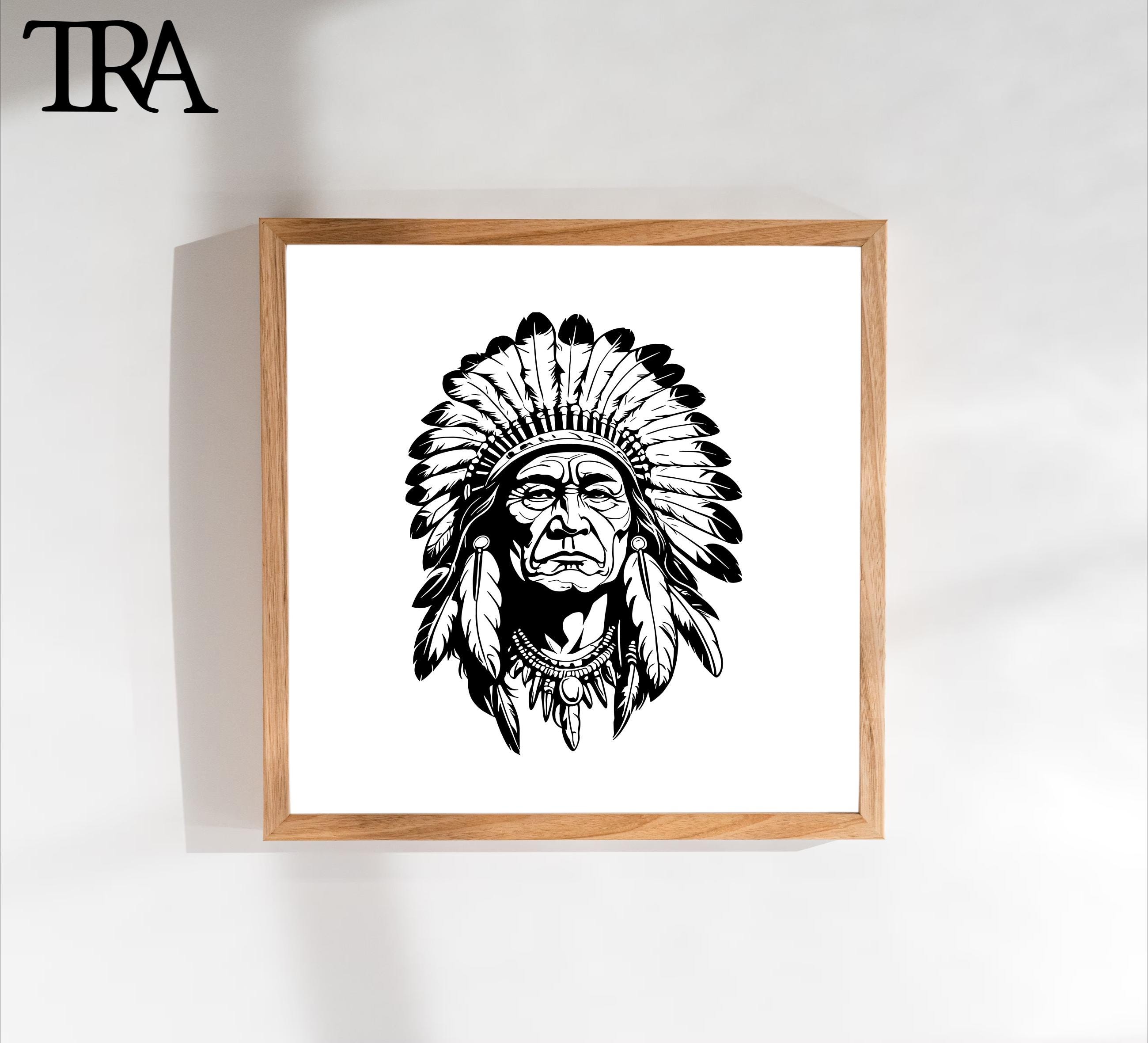 Native Chief SVG American Indian Warrior Chief Headdress Boho Western ...