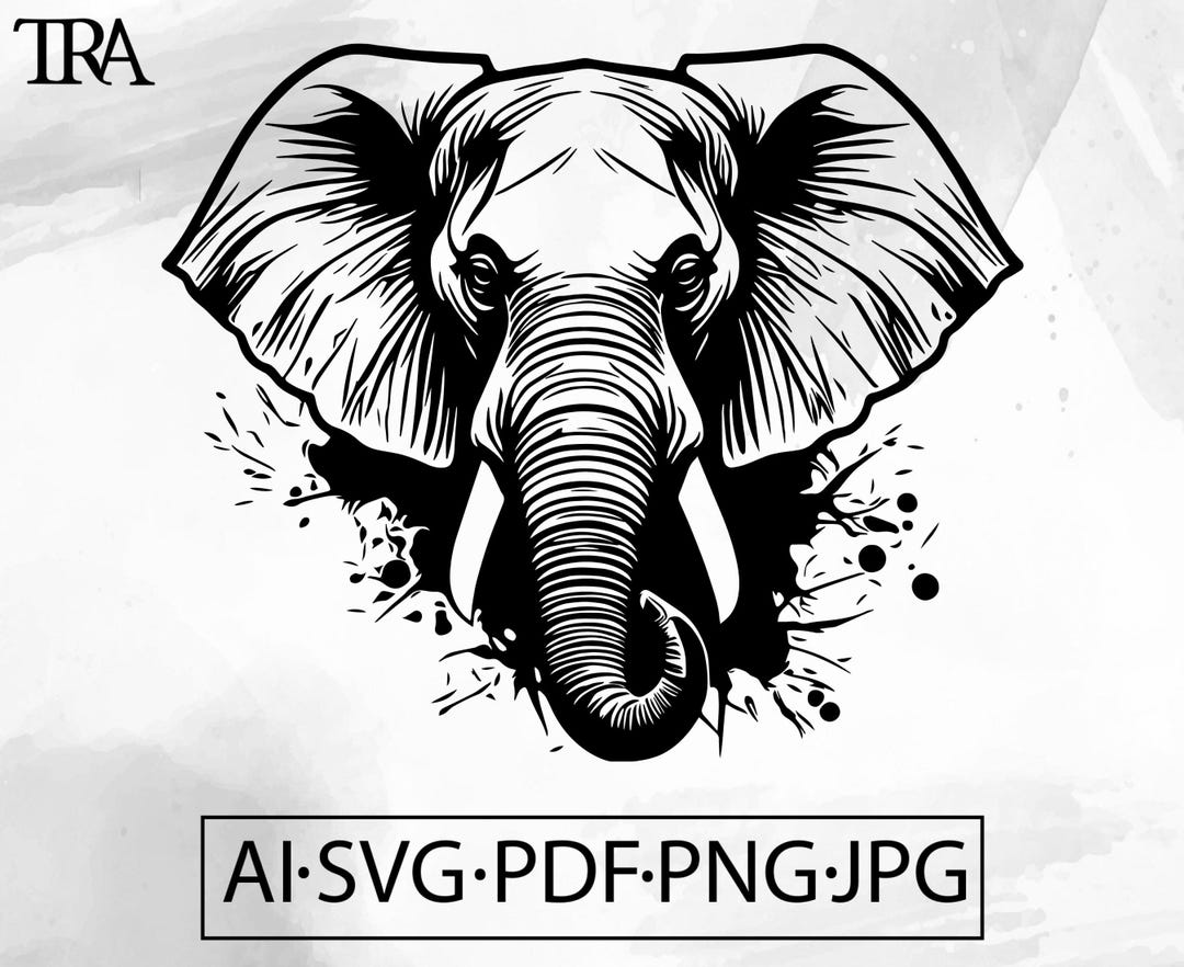 Elephant SVG Elephant Head Jungle Safari Animal - Instant Digital ...