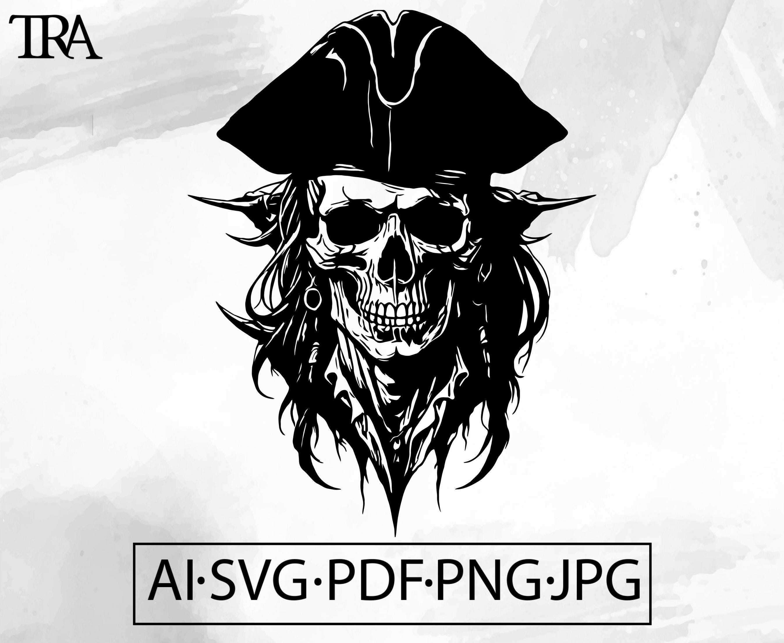 Pirate Skeleton Tattoo SVG Pirate Skull and Crossbones Pirate Skeleton ...