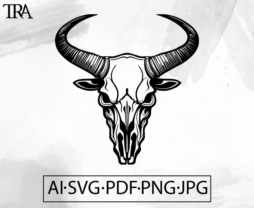 Bull Skull Tattoo Svg Cow Skull Tattoo Longhorn Western Boho Animal ...