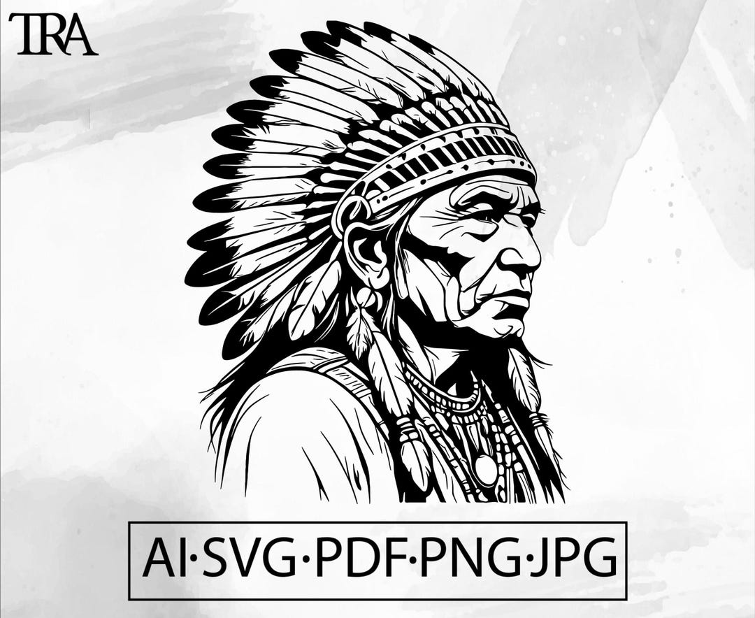 Native American Old Chief SVG Warrior Indian Chief Headdress Boho ...